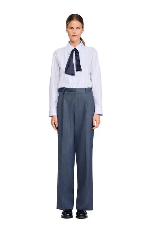Sandro Striped Wide-leg Trousers