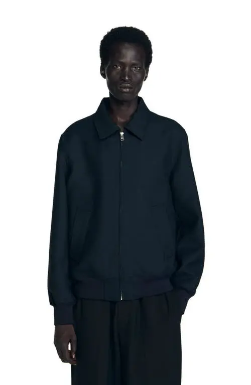 Sandro Zip-up Jacket - Navy Blue