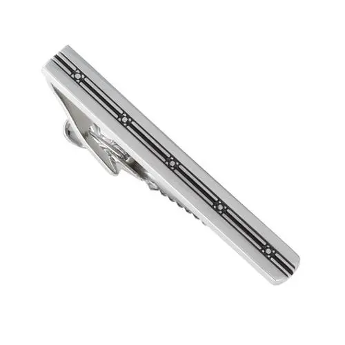 LINK UP Square Pattern Center Tie Bar Cufflinks And Stud Sets - Black