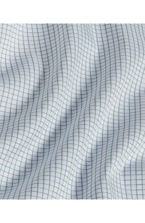 David Donahue Trim Fit Check Cotton Dress Shirt - Green/sky
