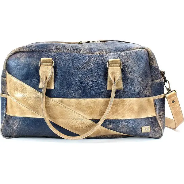 Bed Stu Leather Duffle Bag - Cobalt Lux Oats Rustic