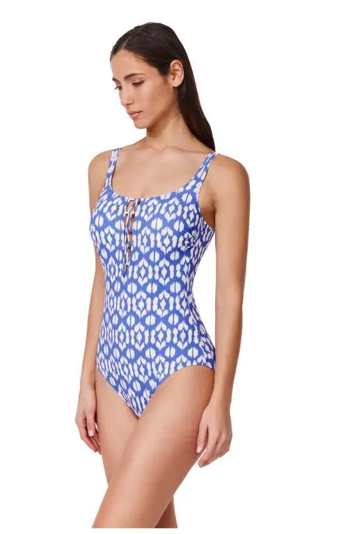 GOTTEX Mantra Braided Square Neck One Piece - Mantra-blue