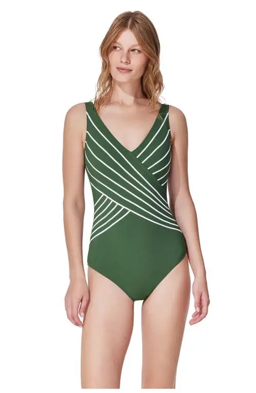 GOTTEX Embrace V-neck Surplice One Piece - Olive