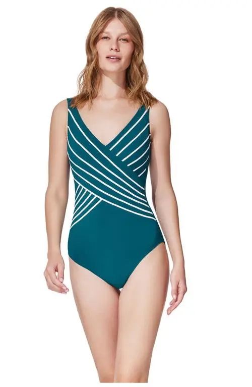 GOTTEX Embrace V-neck Surplice One Piece - Teal