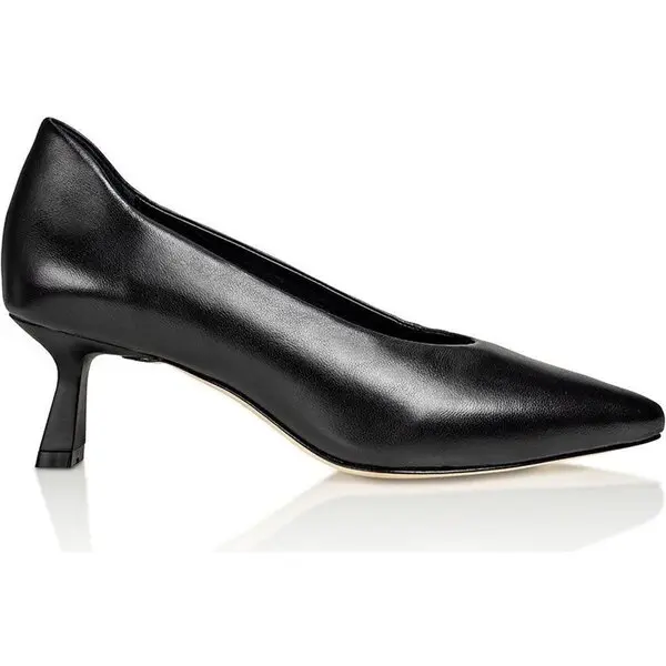 JOAN OLOFF SHOES Celine Tapered Kitten Heel Pumps With Bow Detailing - Black