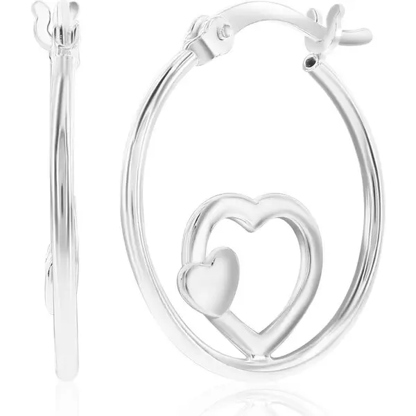 DONATELLO GIAN Sterling Heart Hoop Earrings - Silver