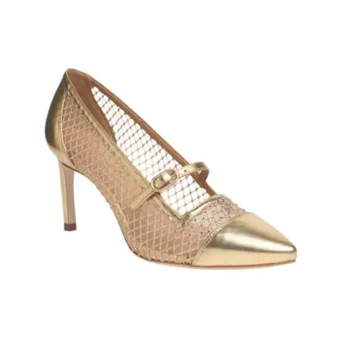 JOAN OLOFF SHOES Caroline 80mm Heel Pump - Gold