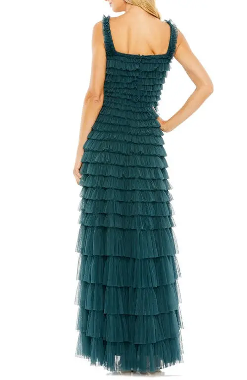 Mac Duggal Ruffled Mesh Gown