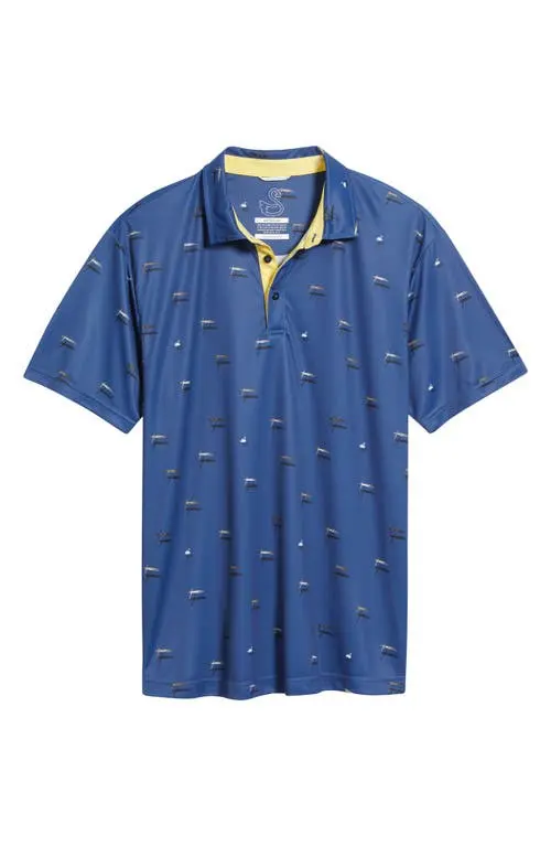 SWANNIES Pier Swimmer Print Performance Golf Polo