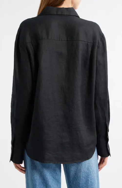 Mango Oversized Linen Shirt - Black