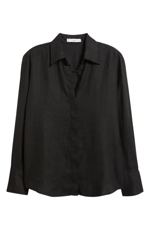 Mango Oversized Linen Shirt - Black
