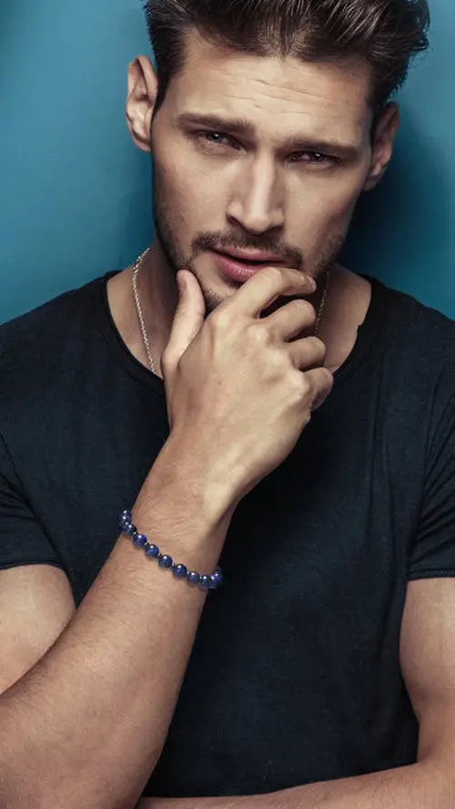 LINK UP Gemstone Beads With Accent Spacers Pull Cord Bracelet - Blue