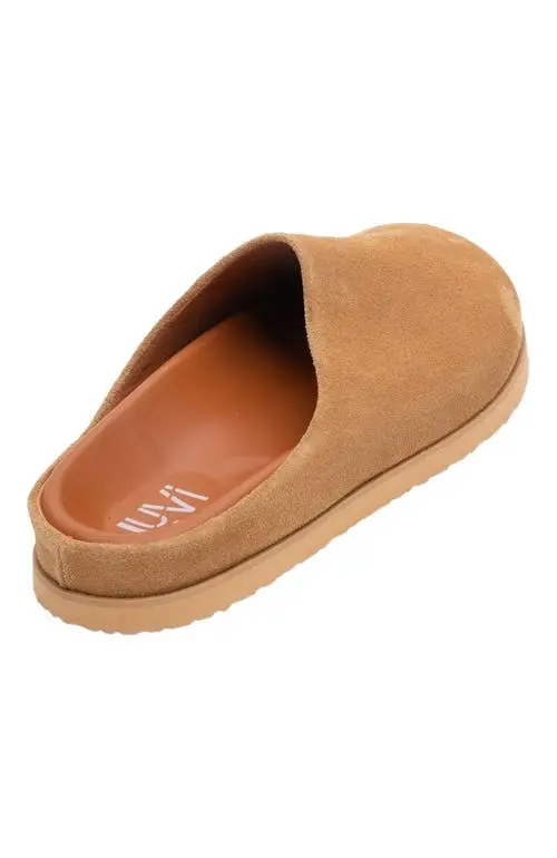 FOREVER & ALWAYS SHOES Space Suede Leather Slide Sandal - Cognac Leather