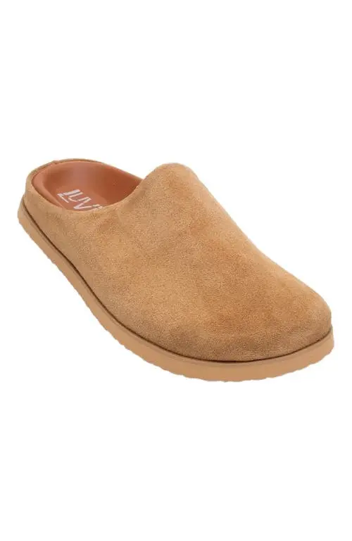 FOREVER & ALWAYS SHOES Space Suede Leather Slide Sandal - Cognac Leather