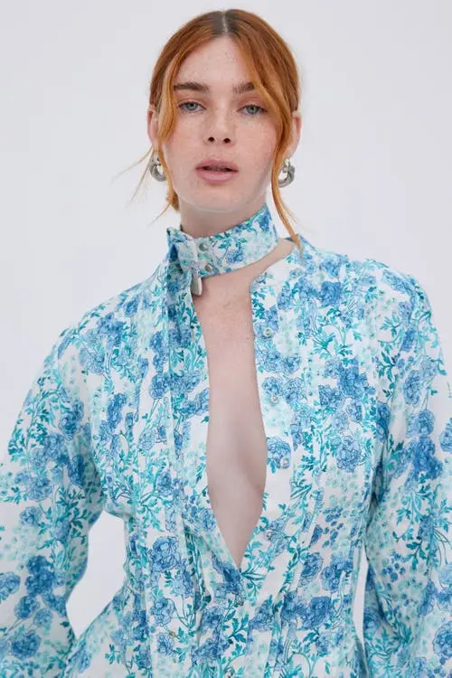 RAISHMA Veronica Floral Print Mini Dress - Blue
