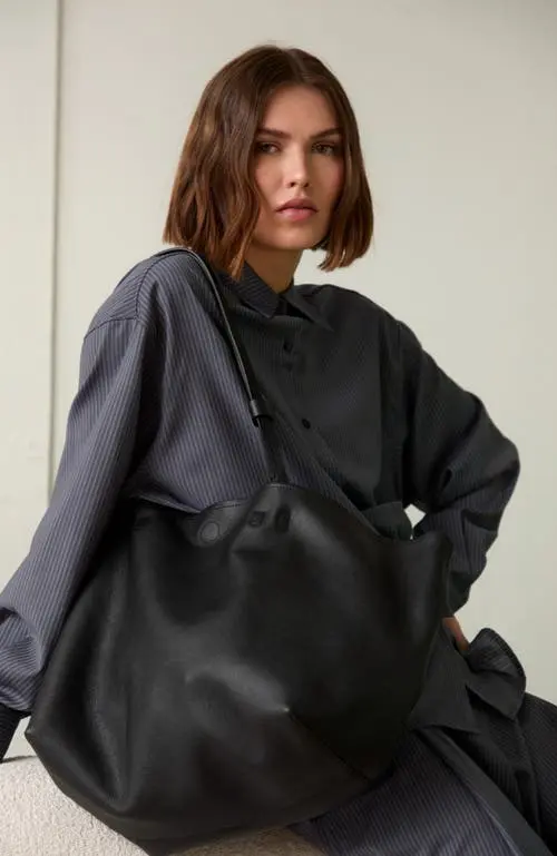 HYER GOODS Leather Soft Tote - Black
