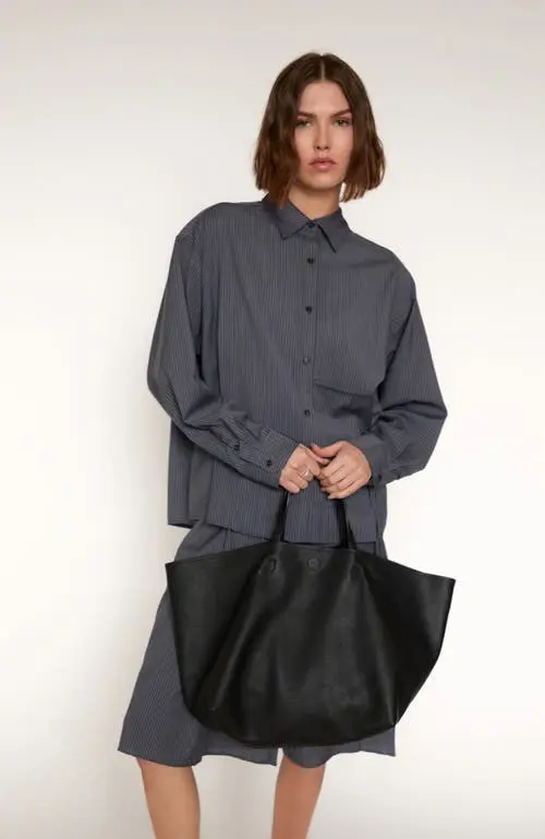 HYER GOODS Leather Soft Tote - Black