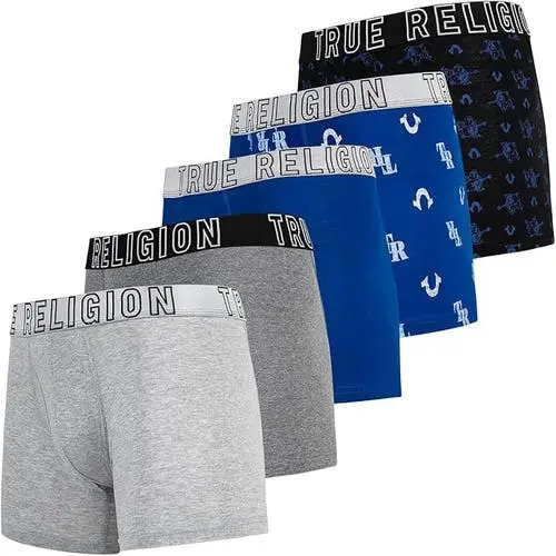 True Religion Boxer Briefs Stretch Underwear Pack Of 6 - Blue/black