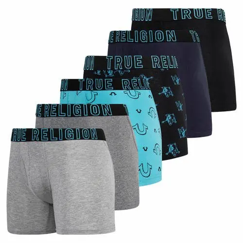 True Religion Boxer Briefs Cotton Stretch Underwear For Pack Of 6 - Light Blue/grey