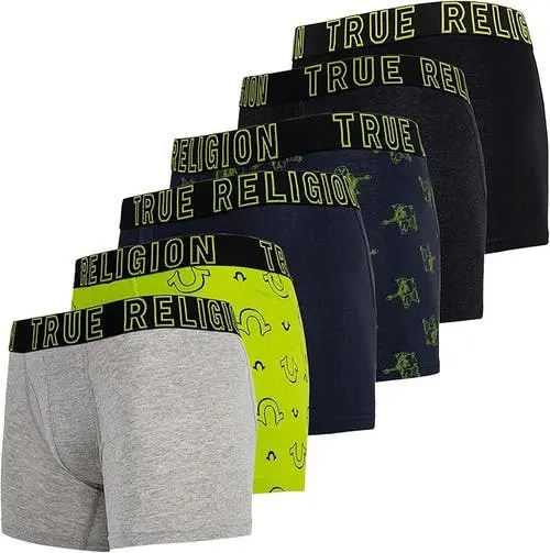 True Religion Boxer Briefs Stretch Underwear Pack Of 6 - Lime Green