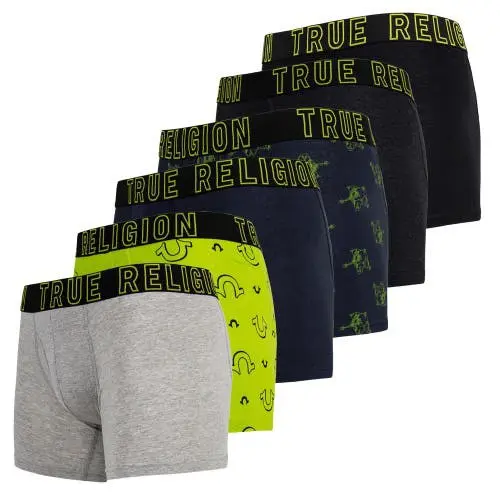 True Religion Boxer Briefs Cotton Stretch Underwear For Pack Of 6 - Lime Green