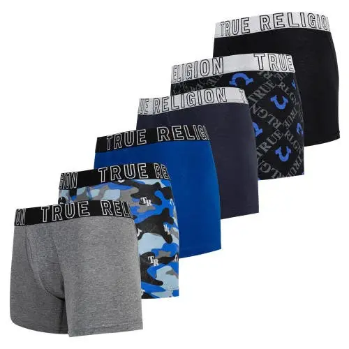 True Religion Boxer Briefs Cotton Stretch Underwear For Pack Of 6 - Navy Blue