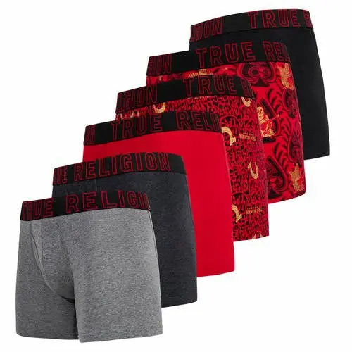 True Religion Boxer Briefs Cotton Stretch Underwear For Pack Of 6 - Red