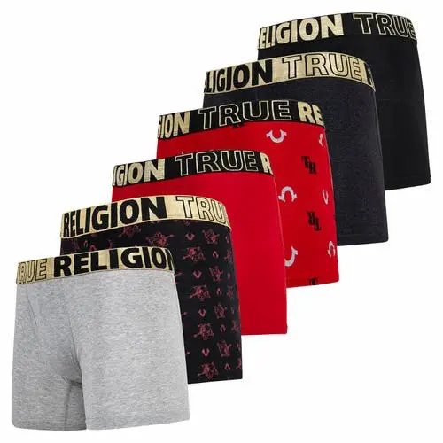 True Religion Boxer Briefs Cotton Stretch Underwear For Pack Of 6 - Red/black