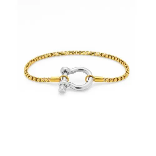 HOLLYWOOD SENSATION Horseshoe Carabiner Clasp Bracelet - Gold And Silver