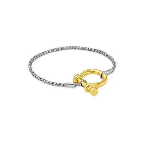 HOLLYWOOD SENSATION Horseshoe Carabiner Clasp Bracelet - Silver And Gold