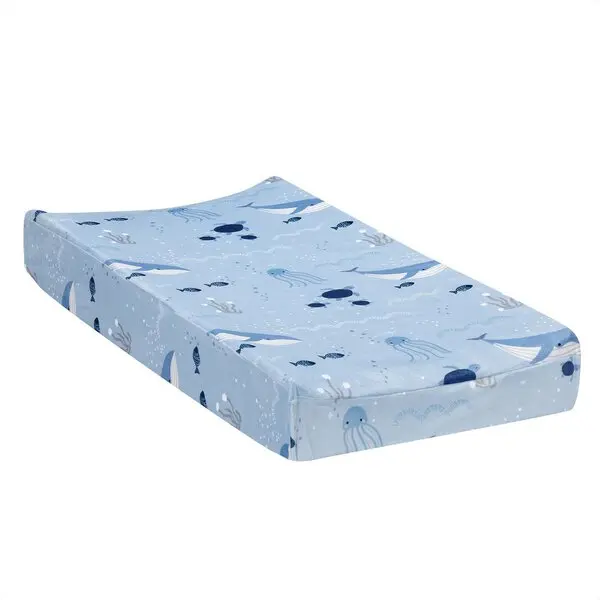 LAMBS & IVY Bubbles And Squirt Changing Pad Cover - Blue
