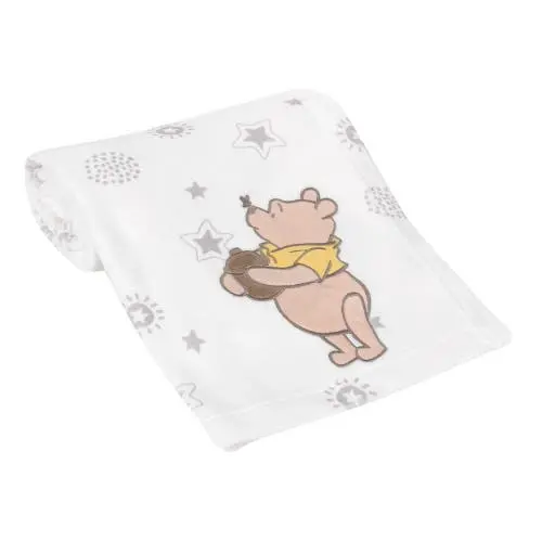 LAMBS & IVY Disney Baby Winnie The Pooh Fleece Appliqued Baby Blanket - Cream