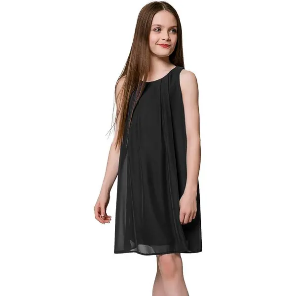 UN DEUX TROIS Chiffon Shift Dress - Black