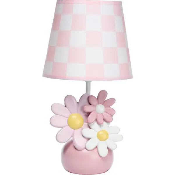 LAMBS & IVY Daisy Dreams Hand-painted Floral Lamp W/ Shade And Led Bulb - Pink