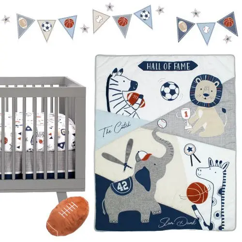 LAMBS & IVY Hall Of Fame Sports Animals 5-piece Crib Bedding Set - Gray