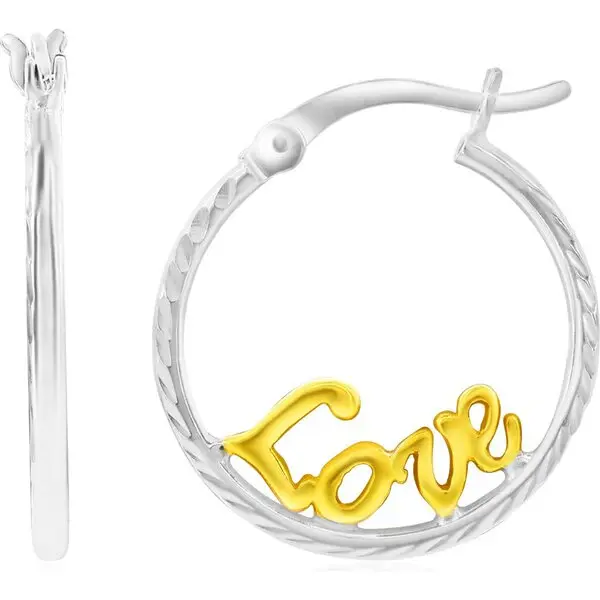 DONATELLO GIAN Sterling Love Hoop Earrings - Silver