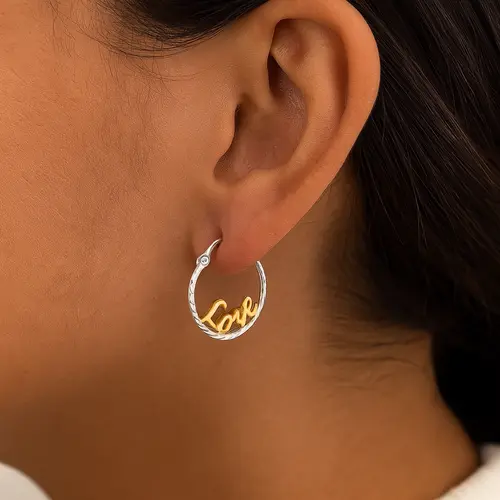 DONATELLO GIAN Sterling Love Hoop Earrings