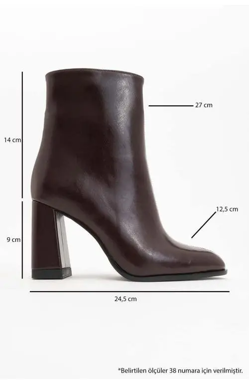 PROLOGUE SHOES High Heel Ankle Boots - Burgundy Faux Leather