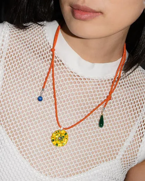 Fry Powers Sun Powers Resin Charm Pendant Necklace - Yellow