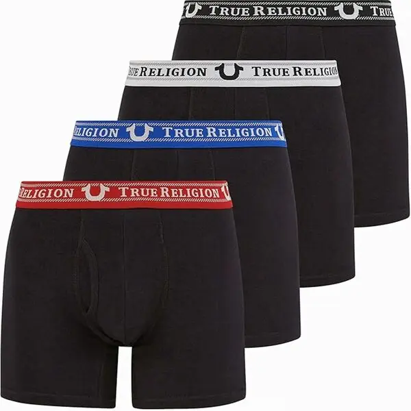 True Religion Boxer Briefs Stretch Underwear Pack Of 4 - Black