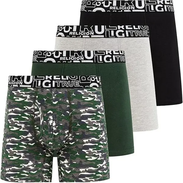 True Religion Boxer Briefs Stretch Underwear Pack Of 4 - Camo