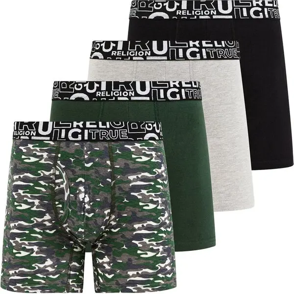 True Religion Boxer Briefs Stretch Underwear Pack Of 4 - Camo