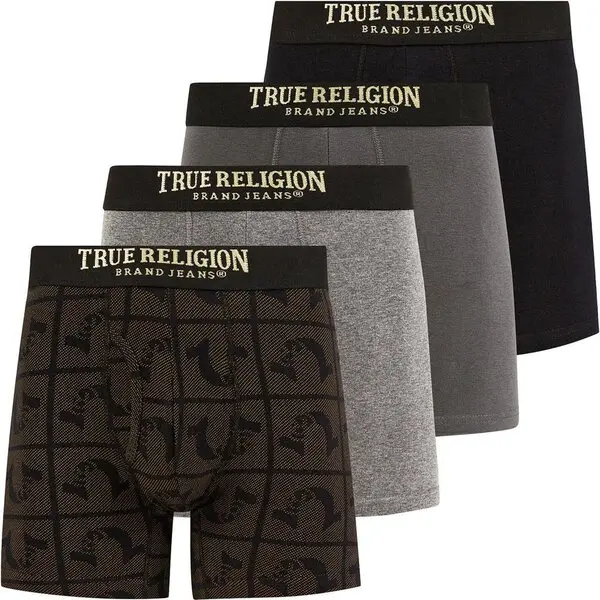 True Religion Boxer Briefs Stretch Underwear Pack Of 4 - Gold