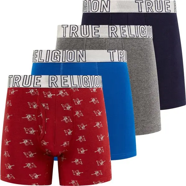 True Religion Boxer Briefs Stretch Underwear Pack Of 4 - Red