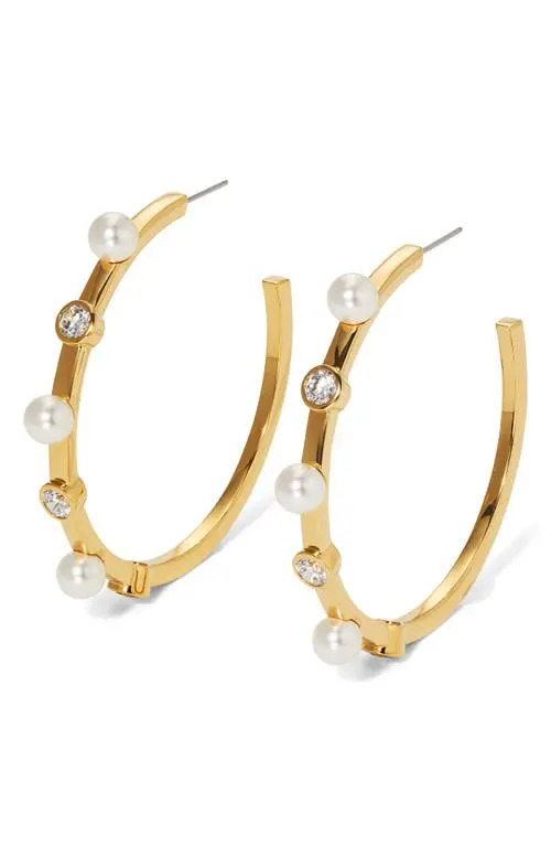 Nadri Large Farrah Faux Pearl Hoop Earrings - Gold