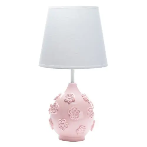 LAMBS & IVY Signature Botanical Baby Floral Nursery Lamp With Shade & Bulb - Pink