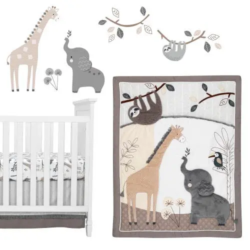 LAMBS & IVY Baby Jungle Animals 4-piece Crib Bedding Set - Gray
