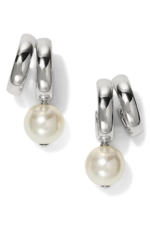 Nadri Farrah Faux Pearl Drop Earrings - Rhodium