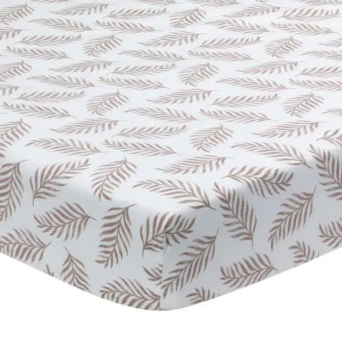 LAMBS & IVY Signature Leaves Print Organic Cotton Fitted Crib Sheet - Brown