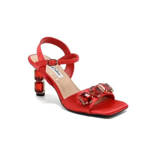 LADY COUTURE Double Jewel Heel Slingback Sandal - Red